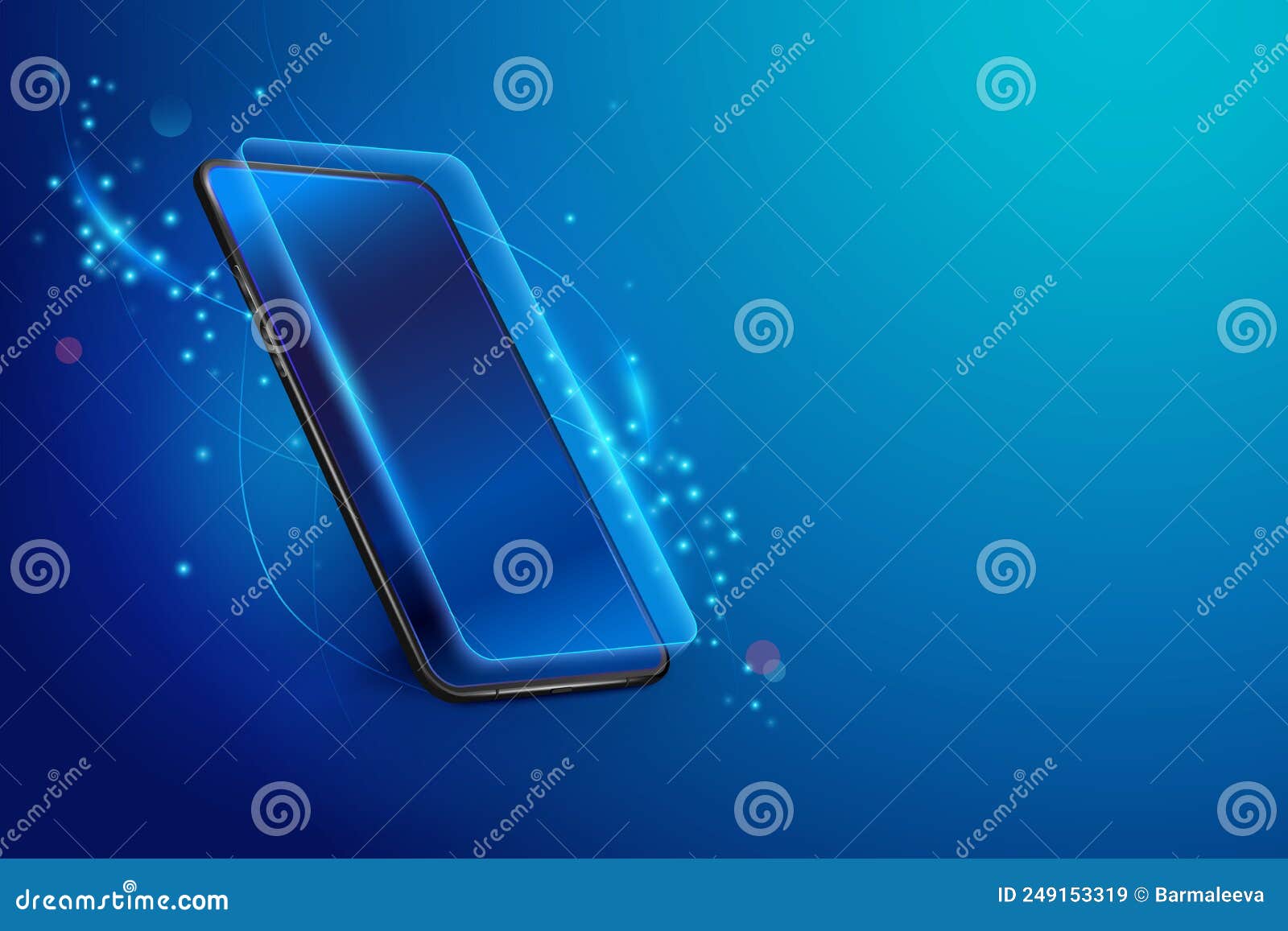 Realistic Mobile Phone with Glowing Elements. Building User Interface ...