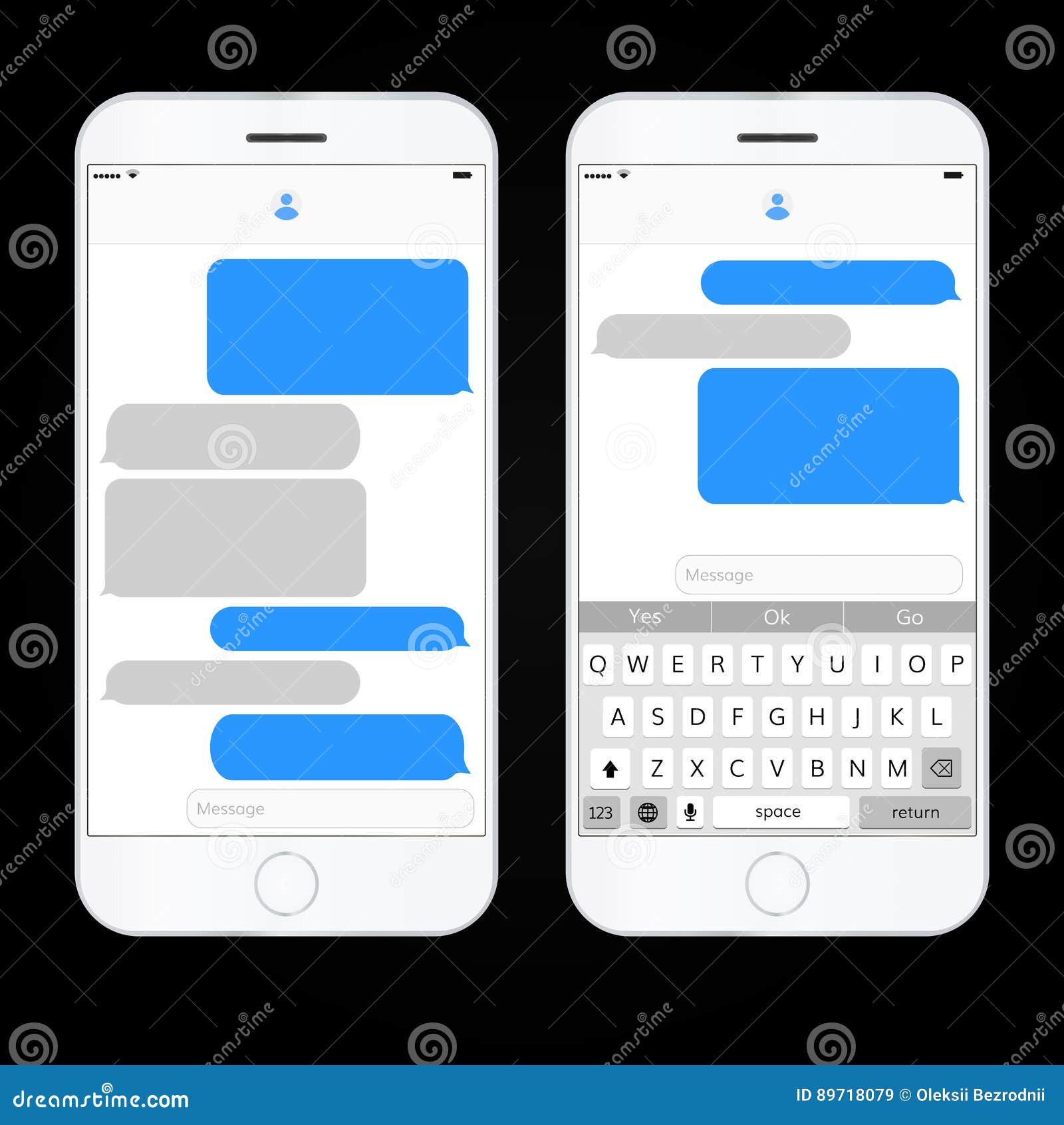 Realistic Mobile Phone with Messaging Interface Stock Vector ...