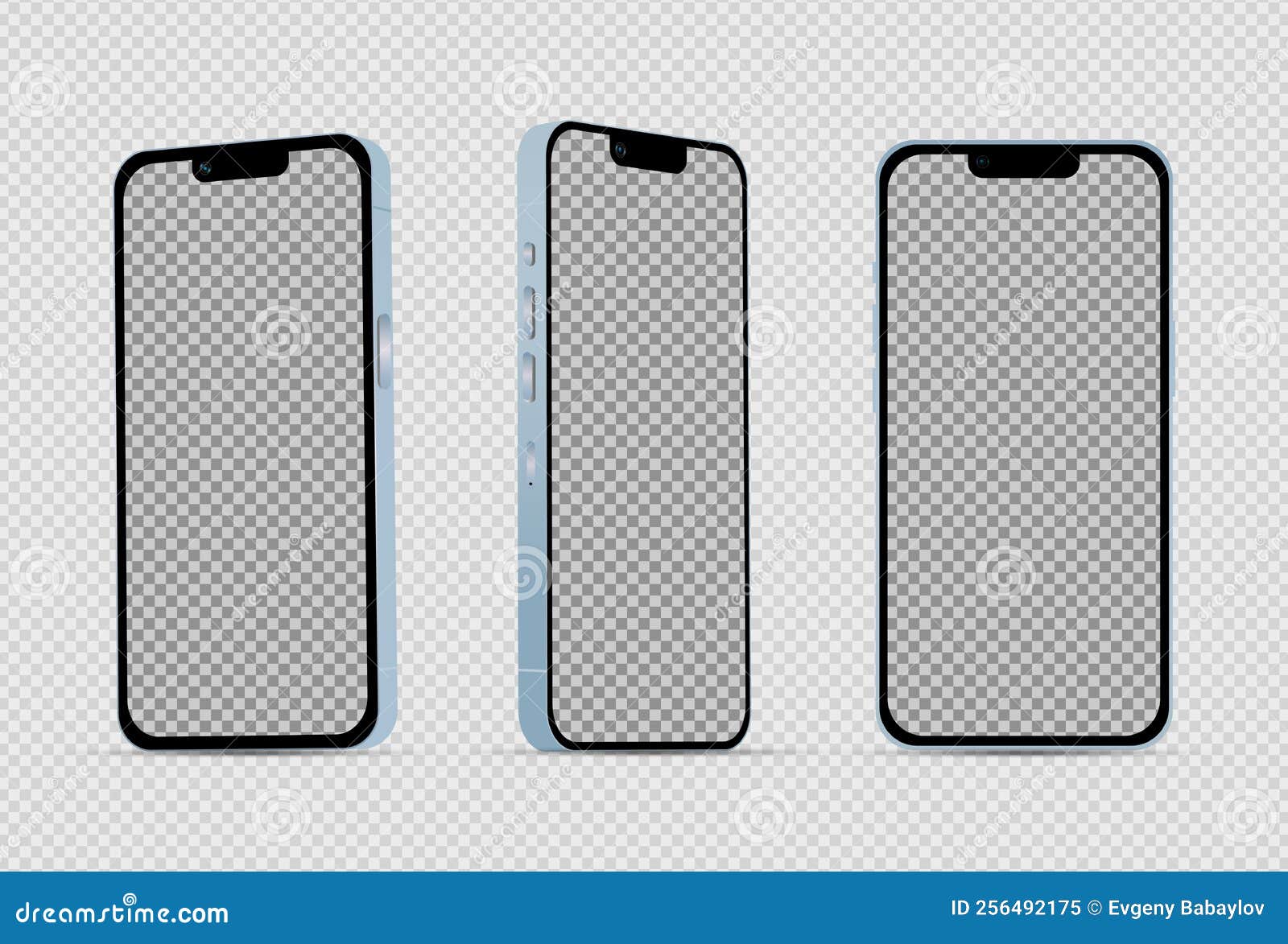 Realistic Mockup without Background Blue Mobile Phone - Vector Stock ...