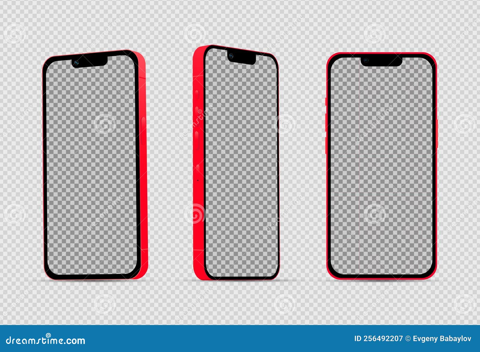 Realistic Mockup without Background Red Mobile Phone - Vector Stock ...
