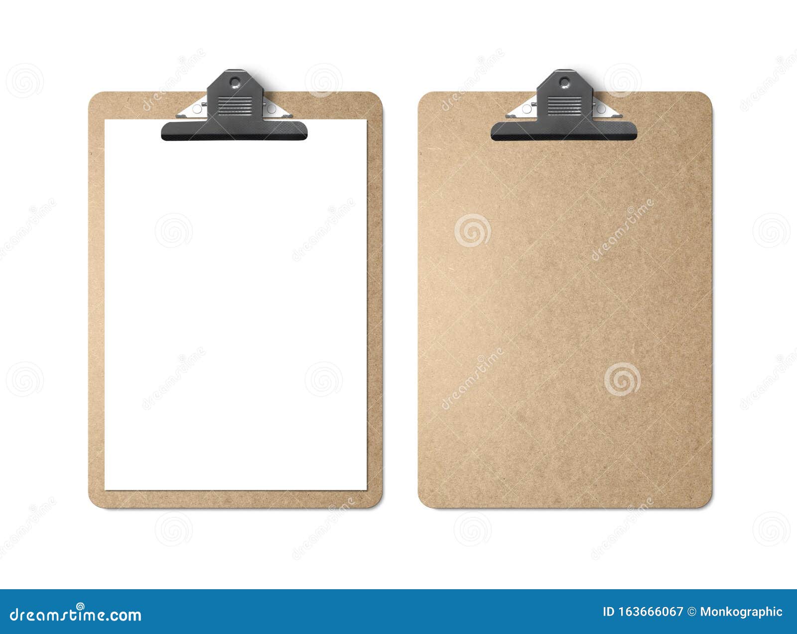 Realistic Mockup. Clipboard with Sheets of Paper on White Background ...
