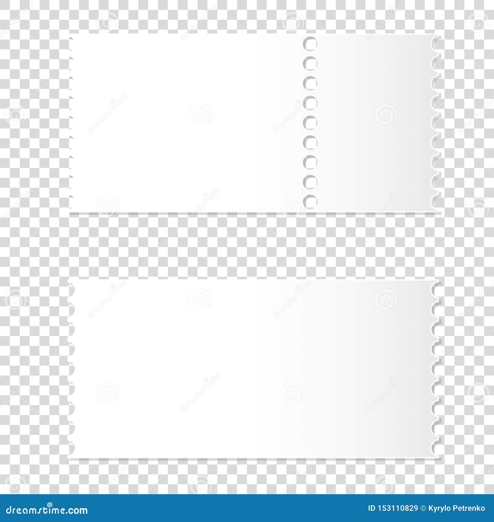 Realistic Mockup Of Detachable Blank White Ticket Cartoon Vector ...