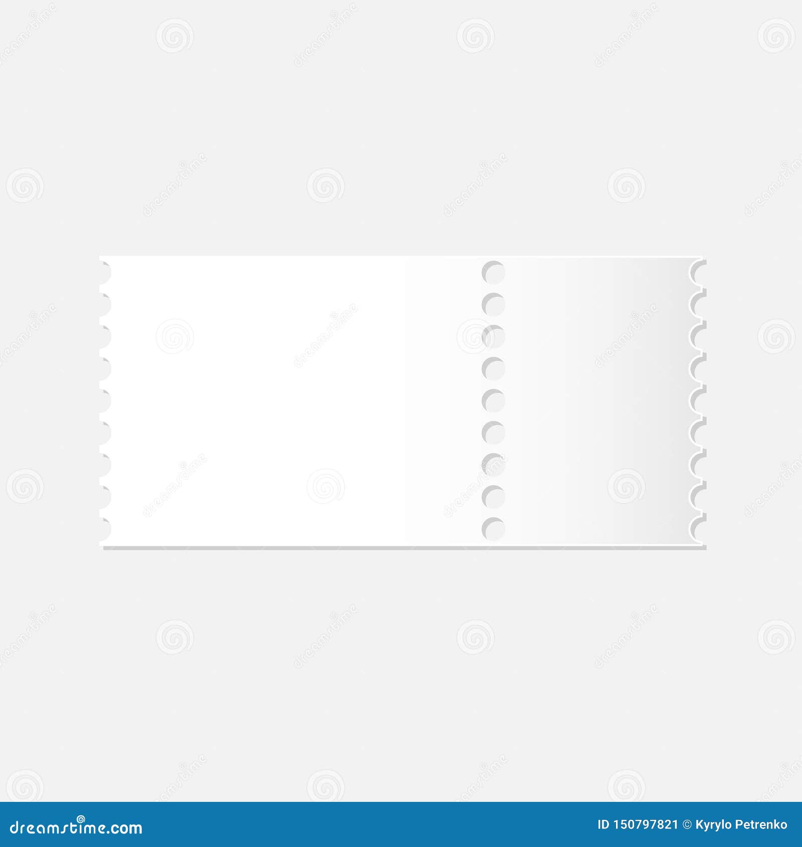 Realistic Mockup of Detachable Blank White Ticket Stock Vector ...