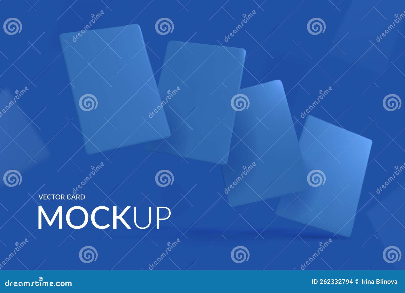 Realistic Mockups of Blue Cards Floating in the Air Onbackground Stock ...