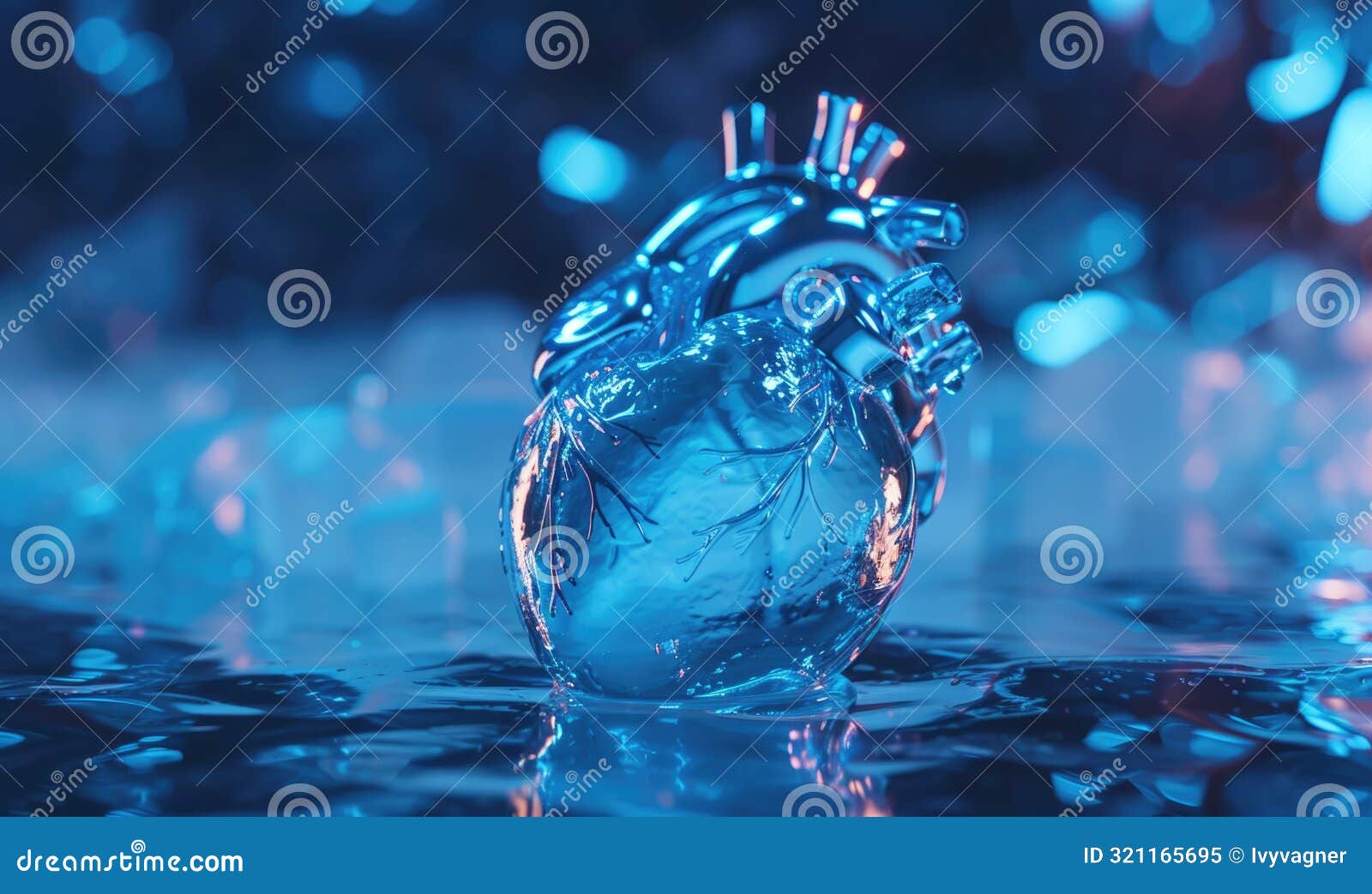 Realistic Model of a Human Heart on Abstract Geometry Background Stock ...