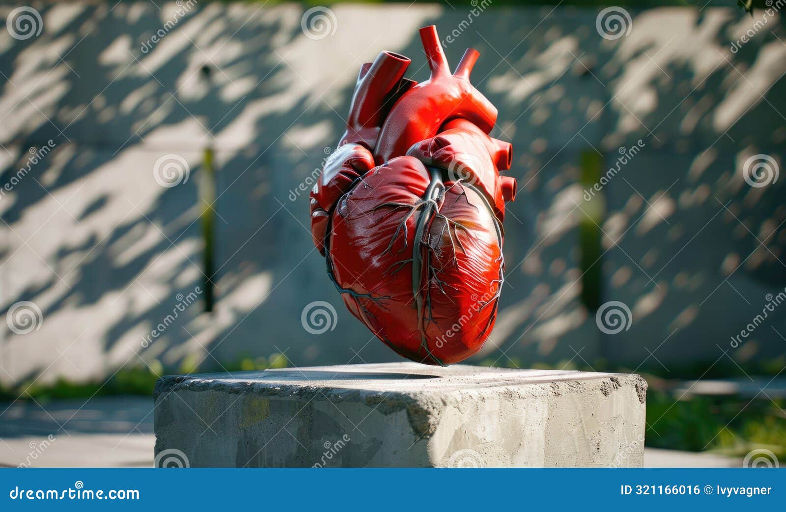 Realistic Model of a Human Heart on a Concrete Pedestal Stock ...