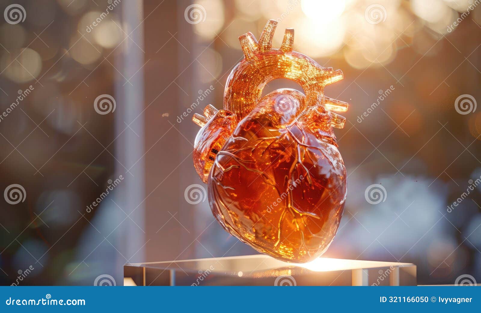 Realistic Model of a Human Heart on a Crystal Pedestal Stock ...