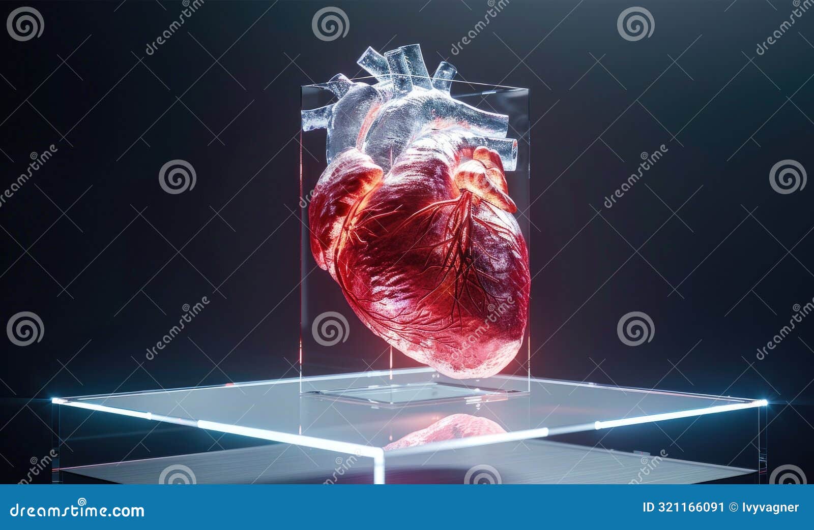 Realistic Model of a Human Heart on a Crystal Pedestal Stock ...