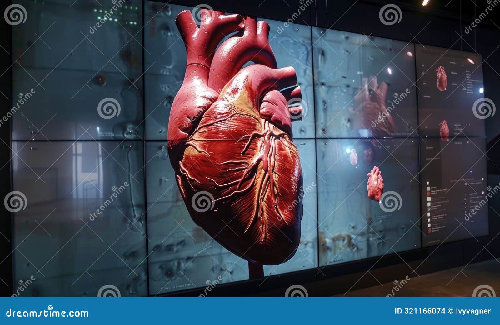 Realistic Model of a Human Heart on a Digital Screen with Data Overlays ...