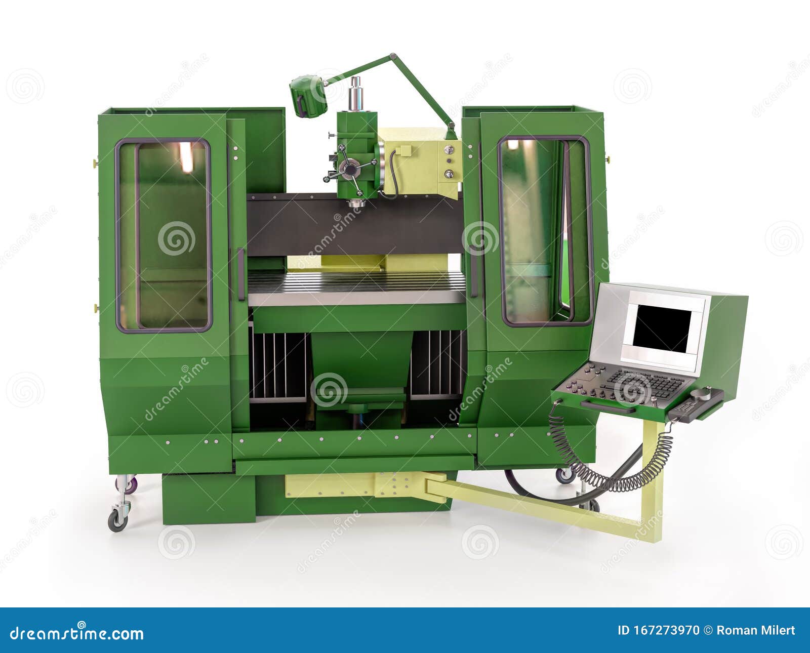 CNC Milling Machine Isometric Drawing Cartoon Vector | CartoonDealer ...