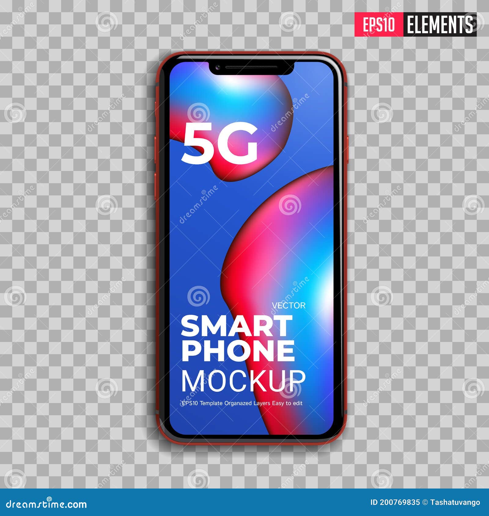 Realistic Model Smartphone with Transparent Screen Stock Vector ...