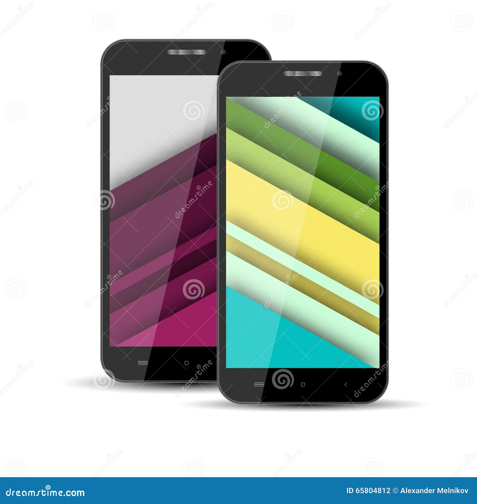 Realistic Models of Mobile Phone with the Screen Saver on the Sc Stock ...