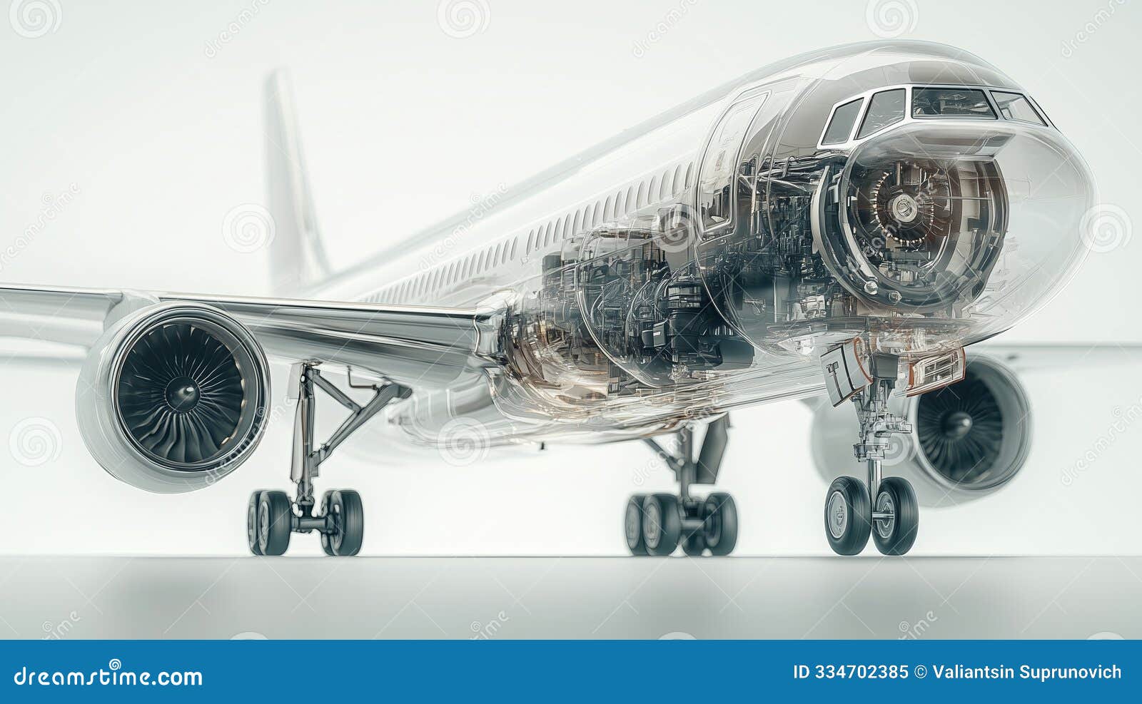 Realistic of a Modern Airplane with Semi Transparent Features, Allowing ...