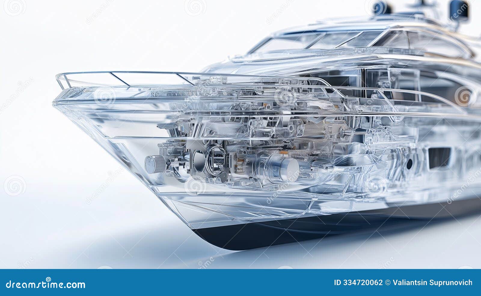 Realistic of a Modern Boat with Transparent Features, Allowing a Clear ...