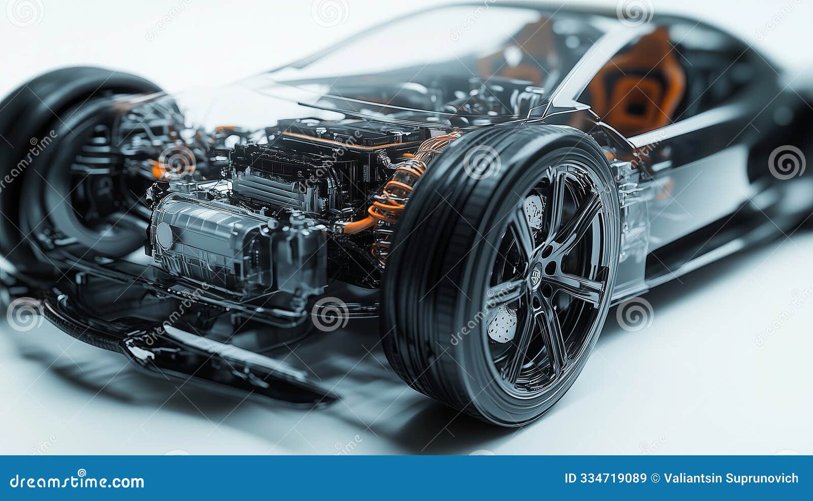 Realistic of a Modern Electric Car with Semi Transparent Elements ...