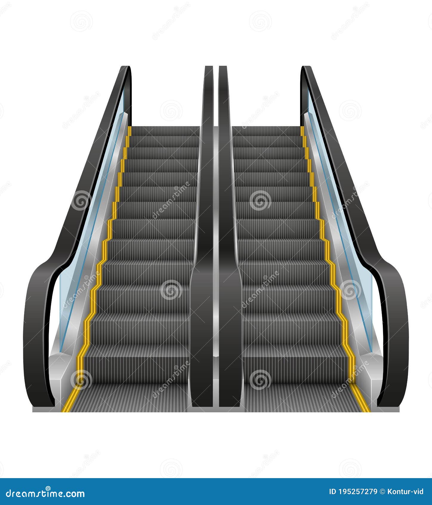 Set Of Realistic Escalator Stairway Electronic Equipment Vector ...
