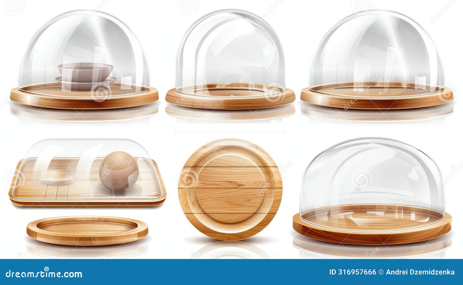 This Realistic Modern Features a Round Glass Dome with a Plate, Food ...