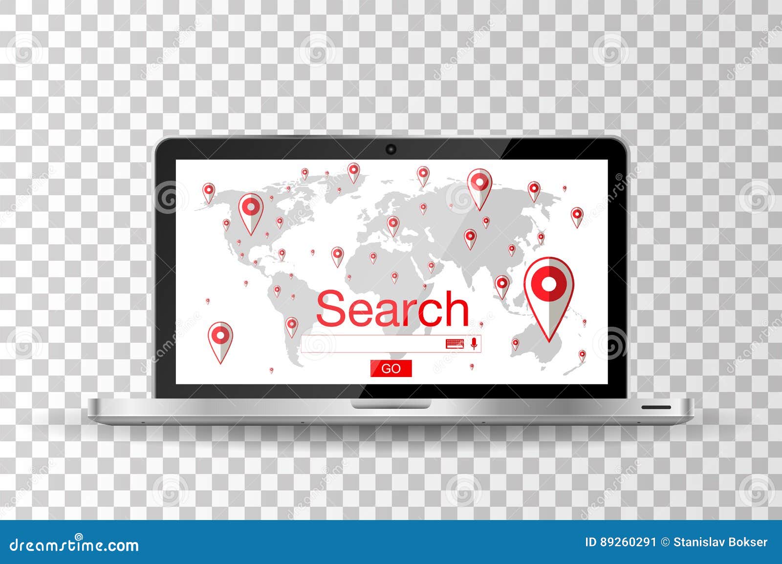 Realistic Modern Laptop Isolated. Flat Style Browser Search Engine ...