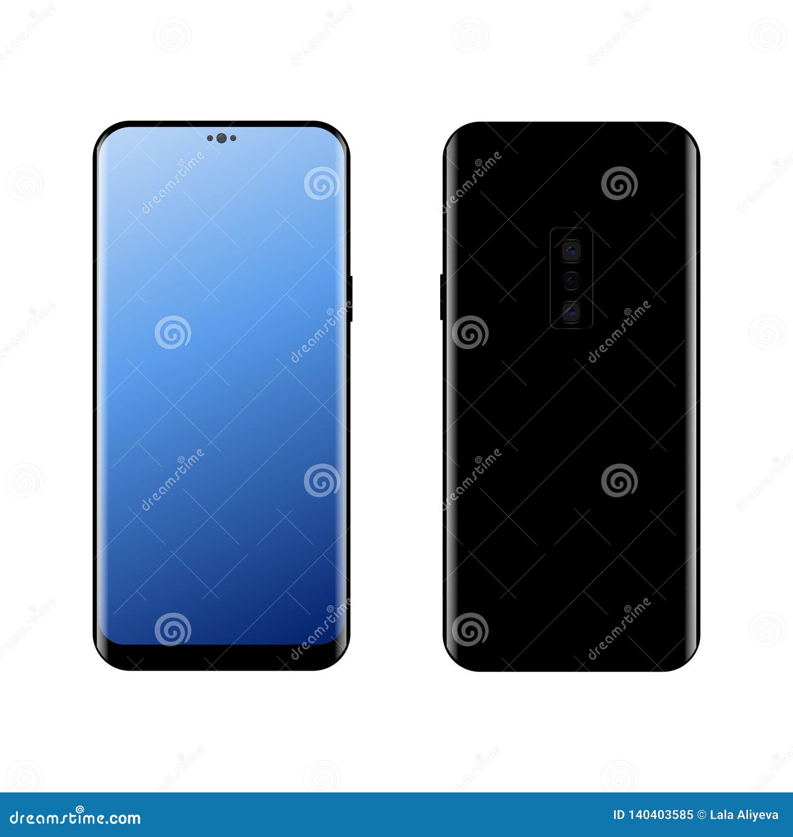 Realistic Modern Smart Phone Front and Back View. Vector Stock Vector ...
