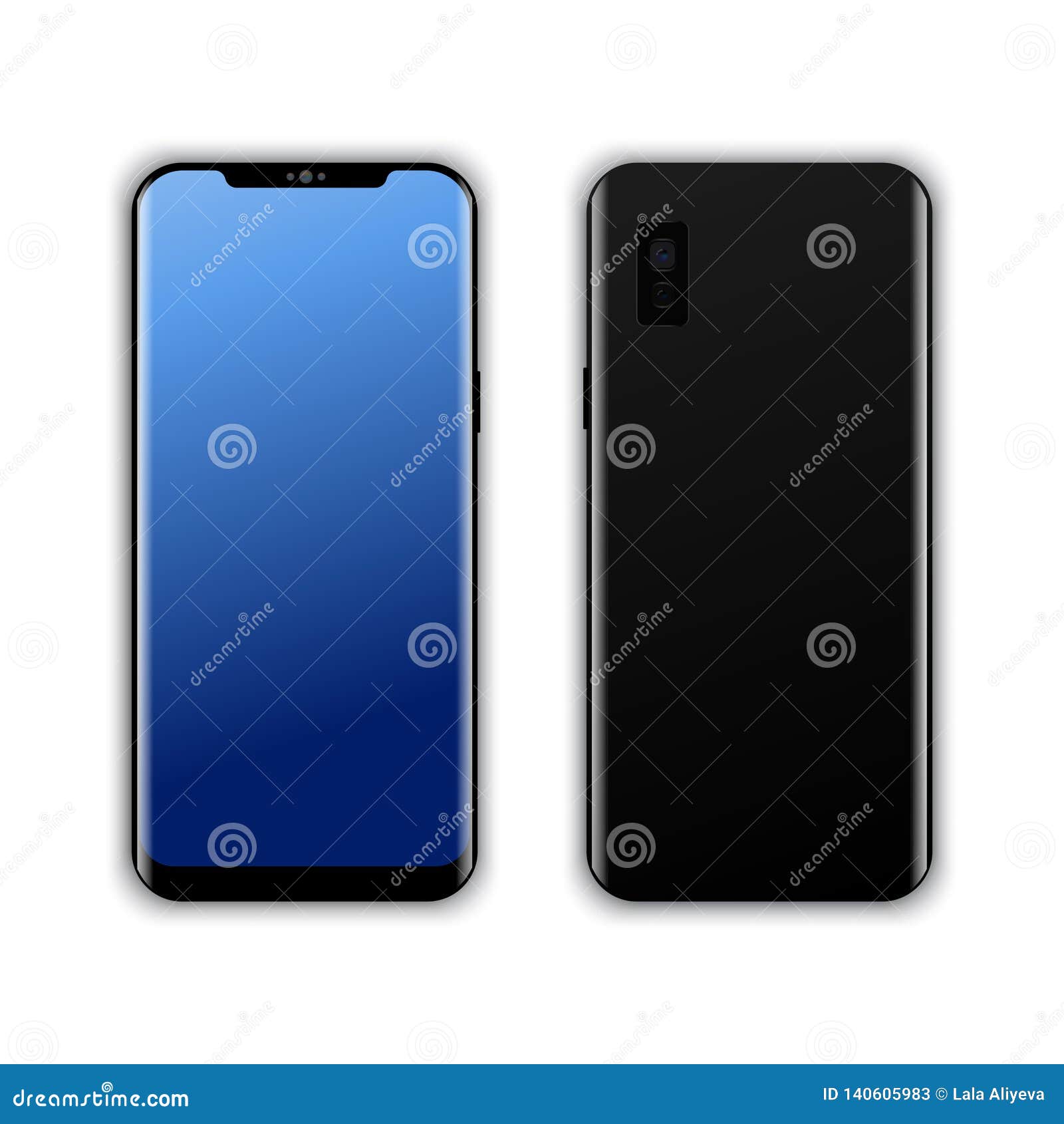 Realistic Modern Smart Phone Front and Back View. Vector. Stock Vector ...