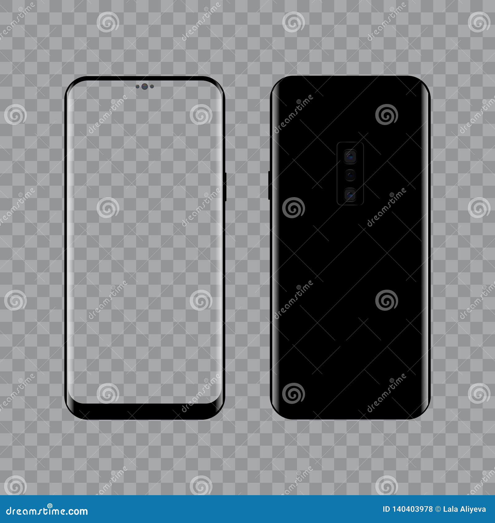 Realistic Modern Smart Phone Front and Back View. Vector Stock Vector ...