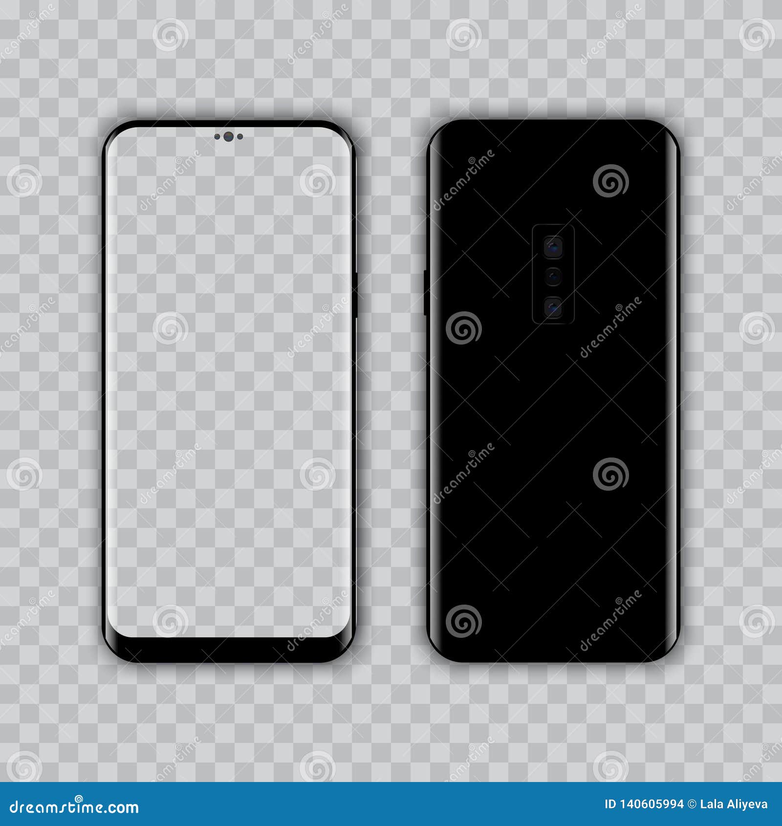 Realistic Modern Smart Phone Front and Back View. Vector. Transparent ...