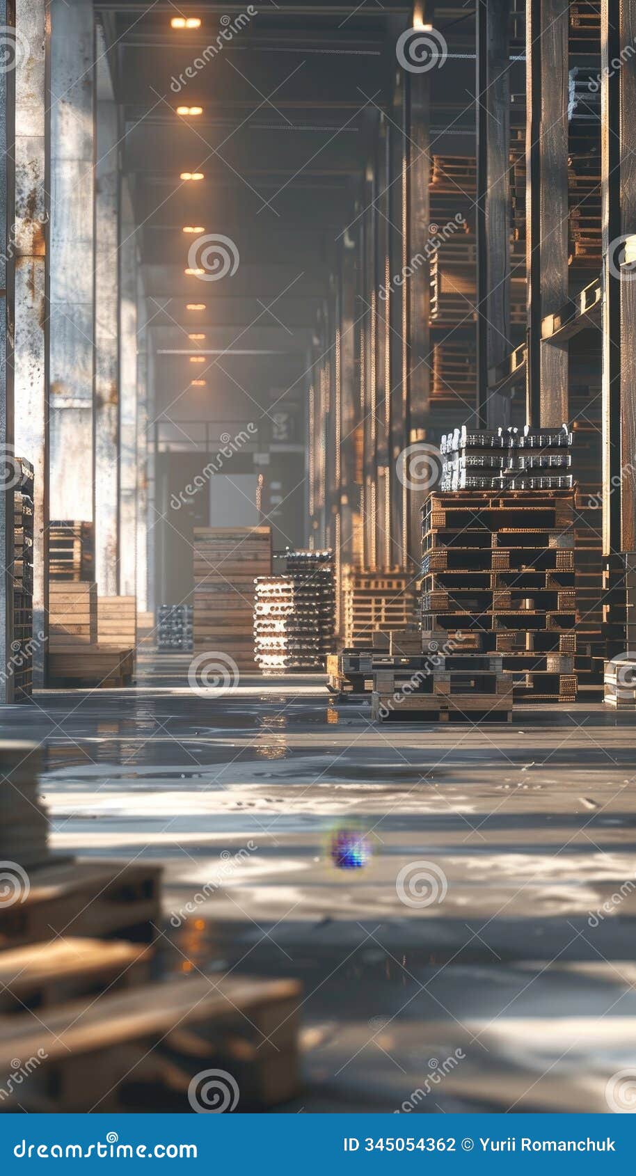 Realistic Modern Warehouse Photo Featuring Neatly Stacked Standardized ...