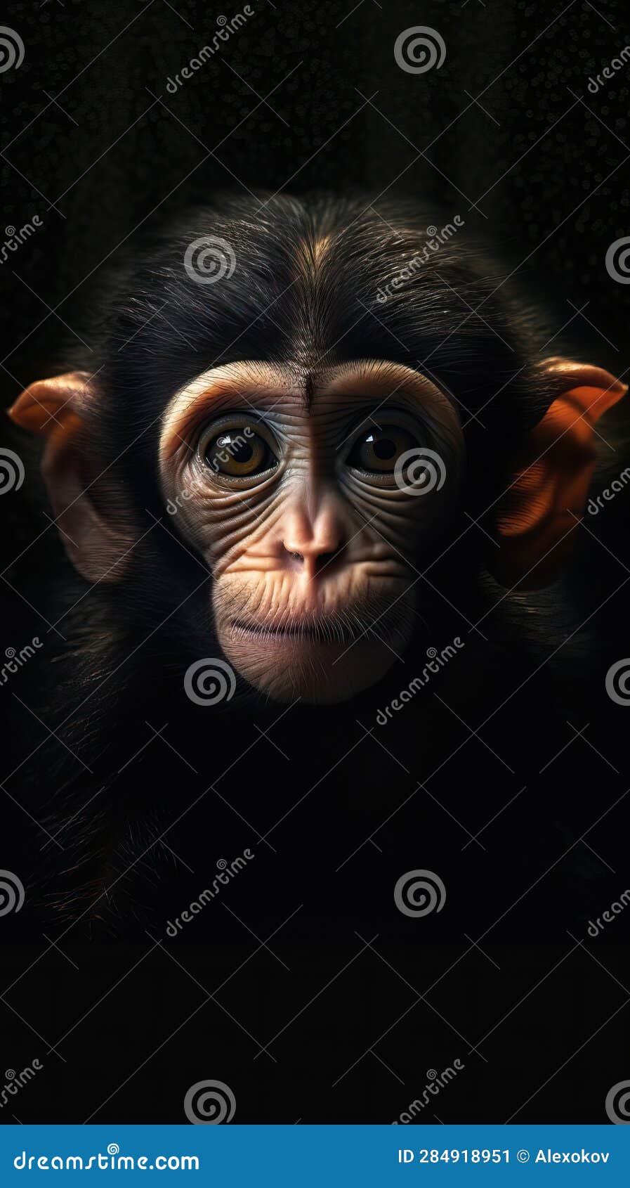 Realistic Monkey On Dark Background AI Generated Royalty-Free ...