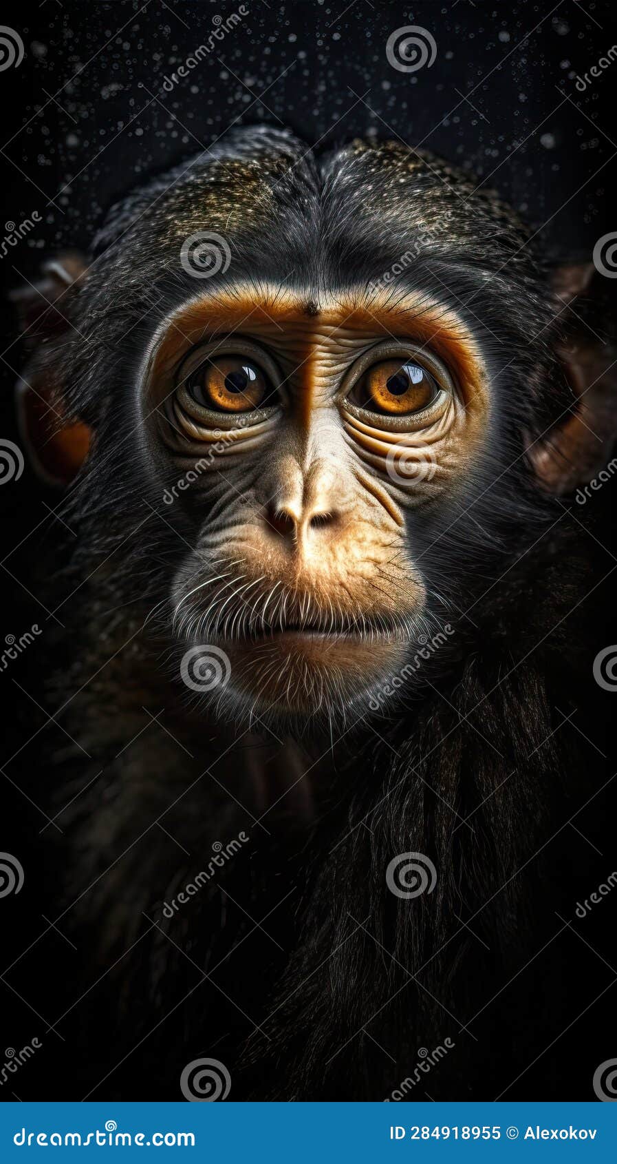 Realistic Monkey On Dark Background AI Generated Royalty-Free ...