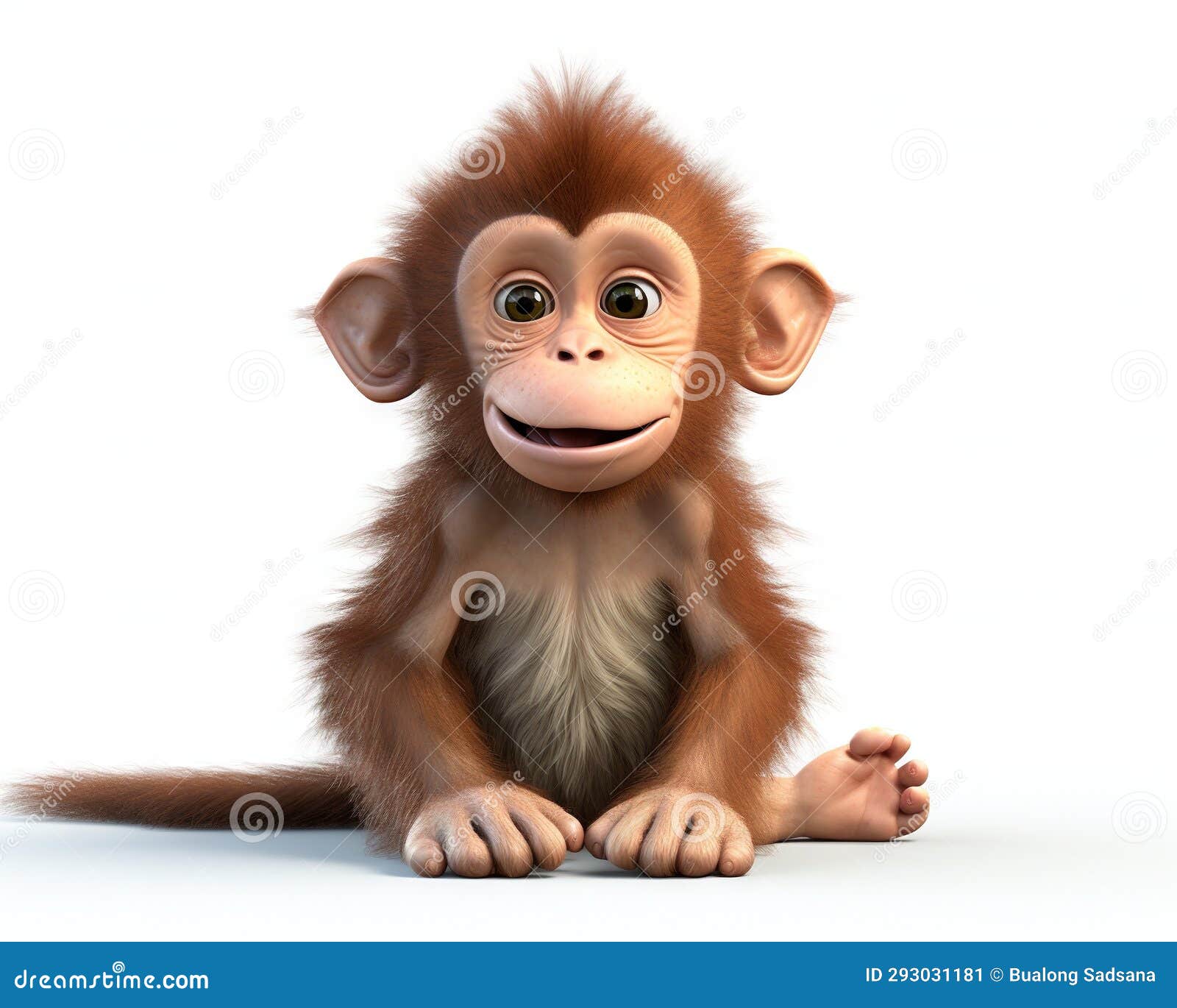 The Realistic Monkey in Pixar Style on a White Background in 8k UHD is ...