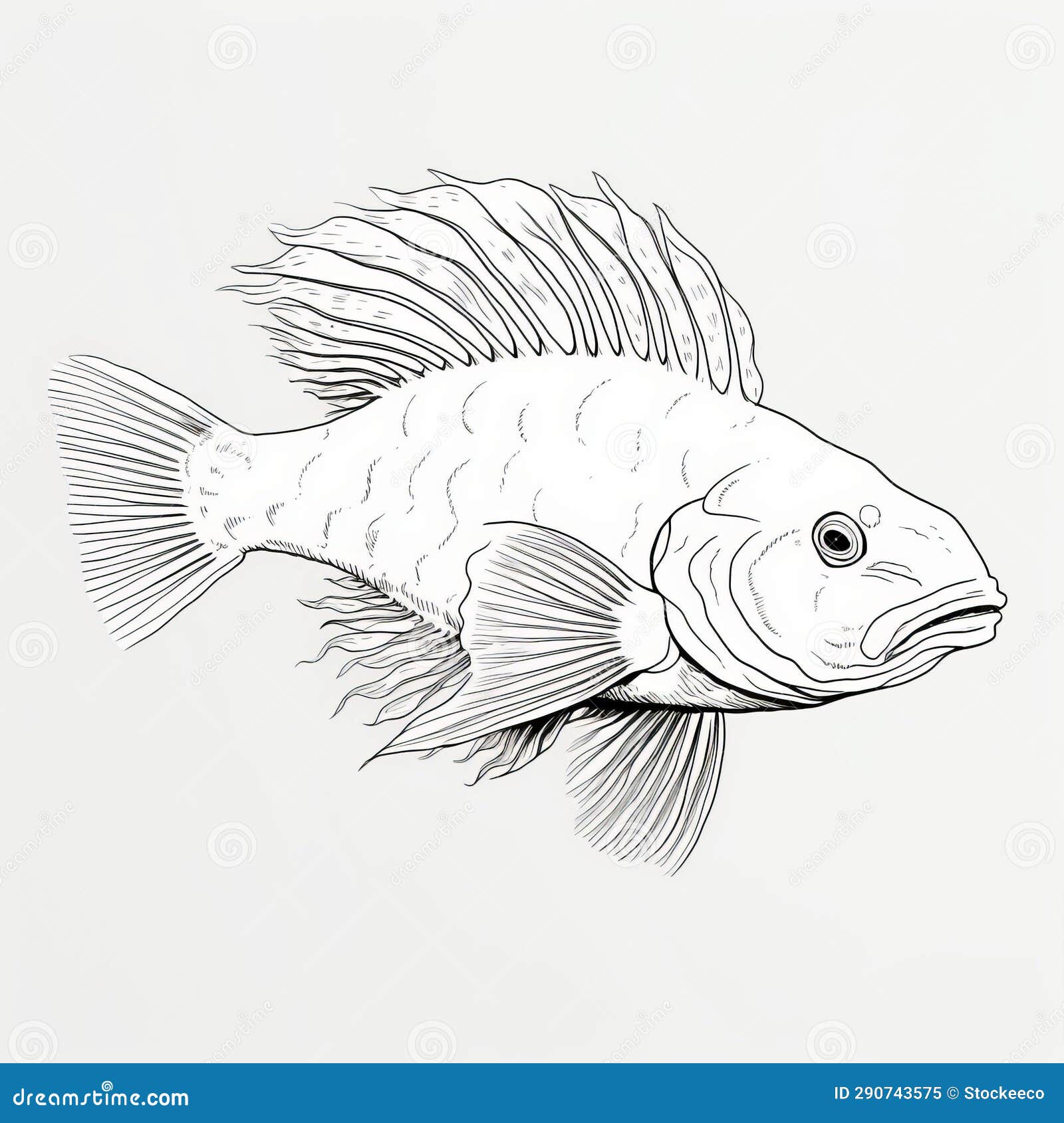 Minimalist Monkfish Graphic Drawing With Fantastic Full Face Royalty ...