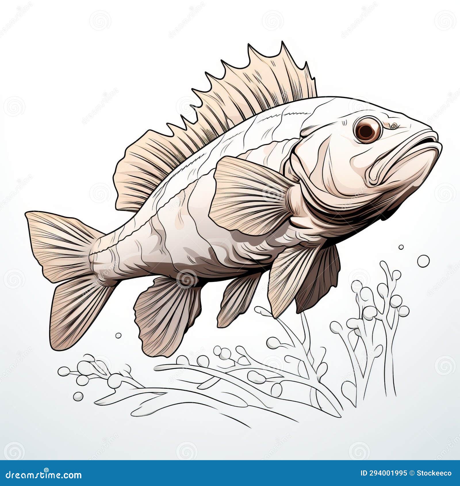 Realistic Linear Illustration of a Large Redfish Stock Illustration ...