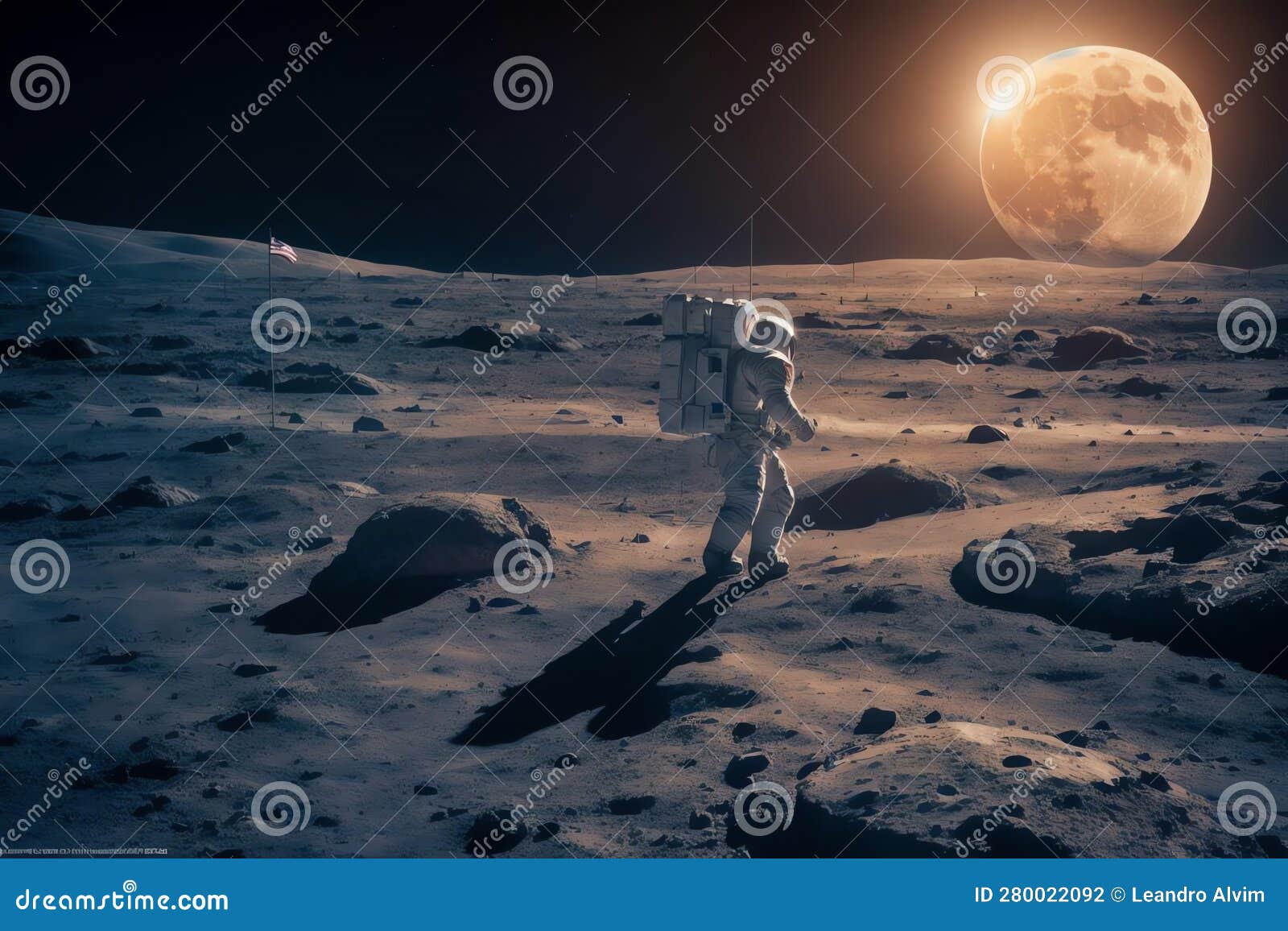 Realistic Moon Astronaut Views.AI Generated Stock Illustration ...