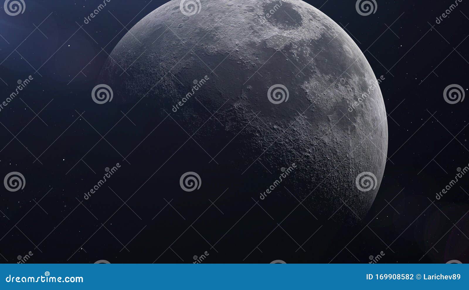 Realistic Moon in the Outer Space, 3d Rendering Stock Illustration ...