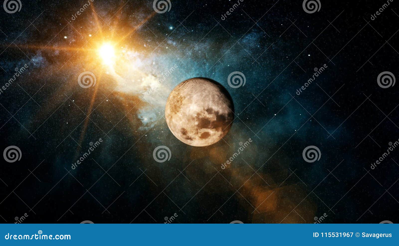 Realistic Moon from space stock illustration. Illustration of cosmos ...