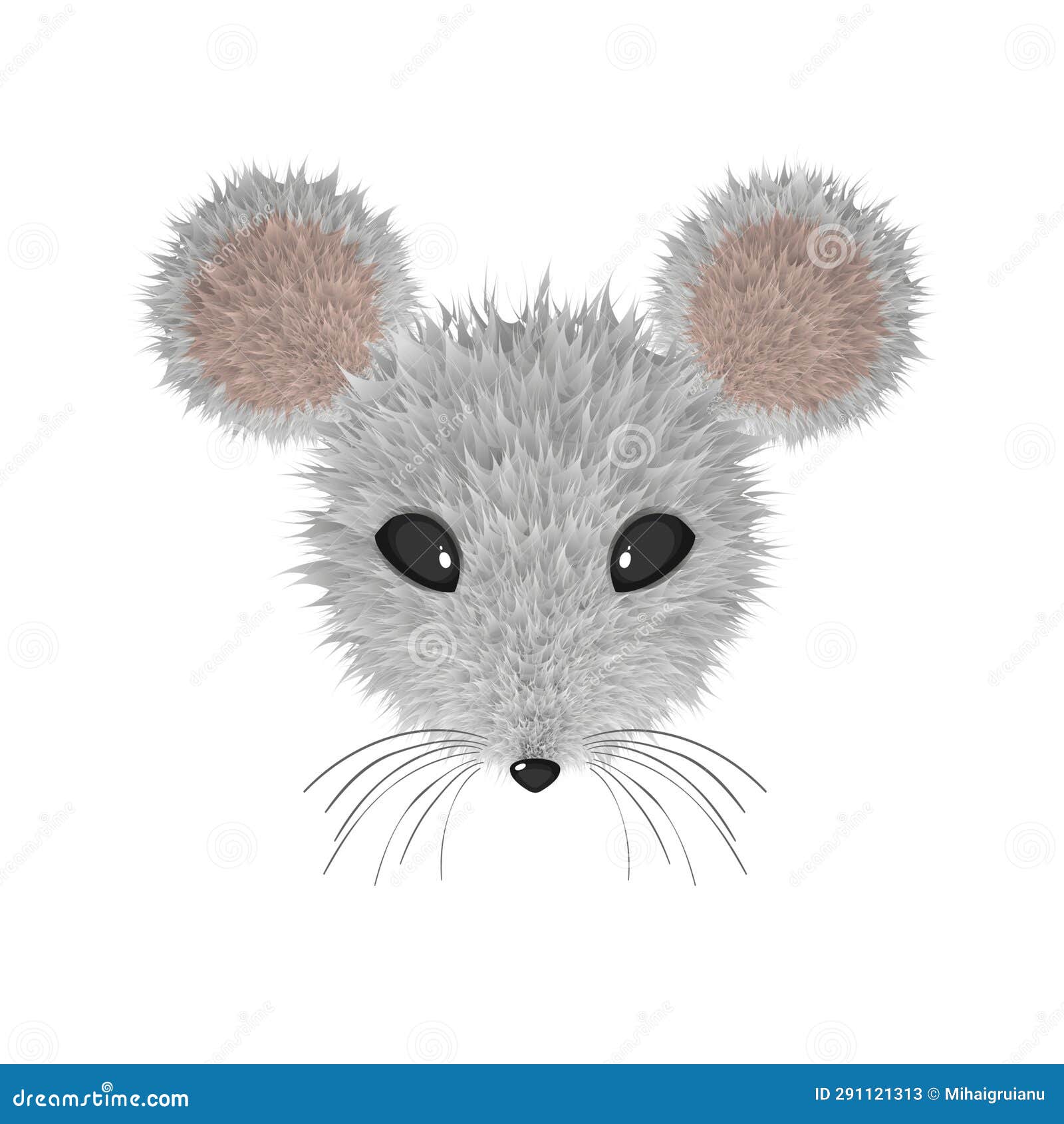 Realistic Mouse Head. Fur Effect Stock Illustration - Illustration of ...