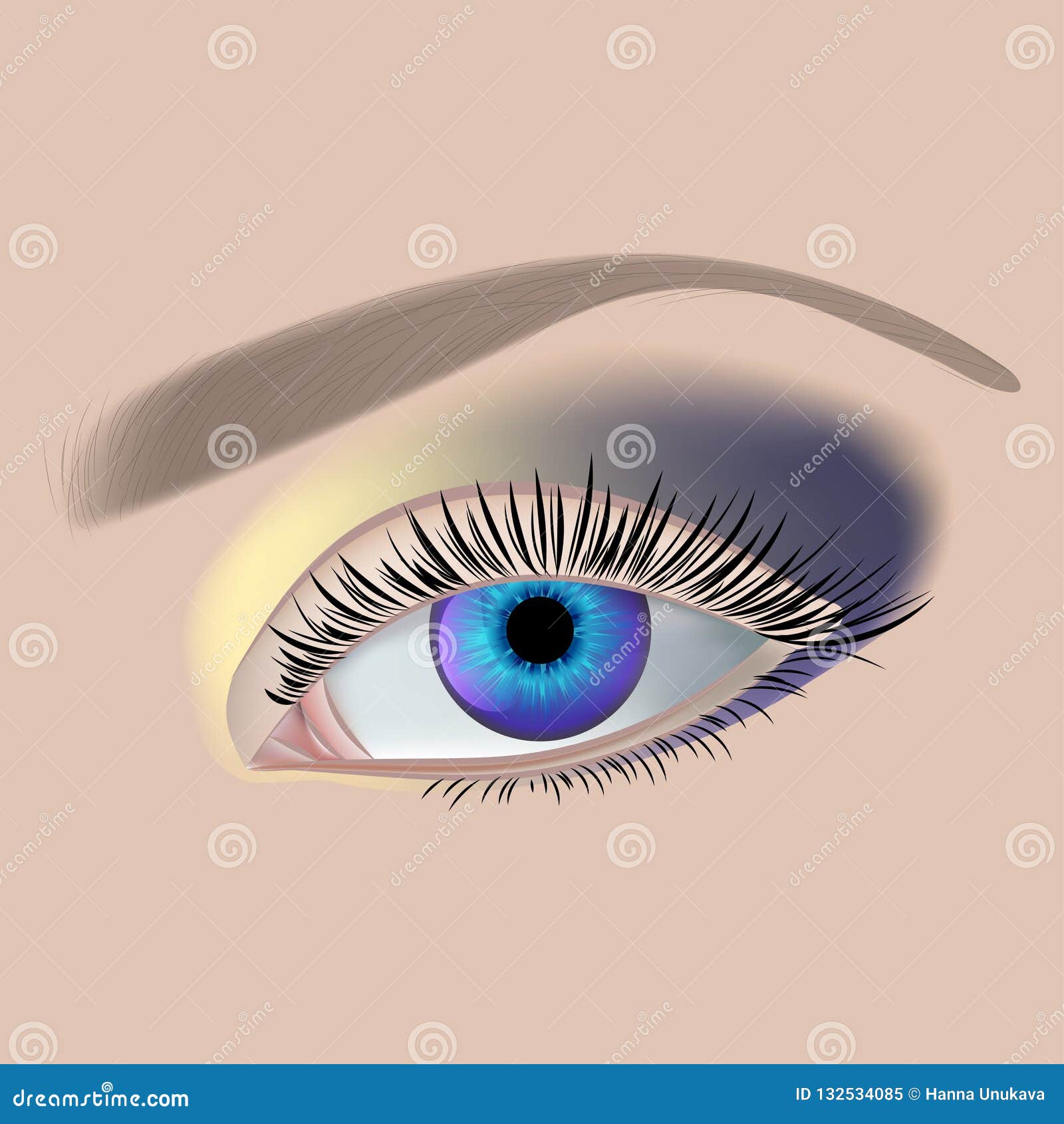 Realistic Multi-colored Eye with Makeup Stock Vector - Illustration of ...
