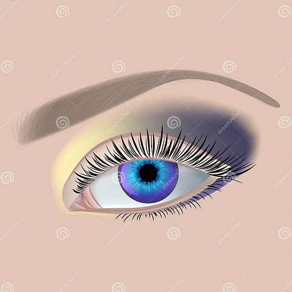 Realistic Multi-colored Eye with Makeup Stock Vector - Illustration of ...