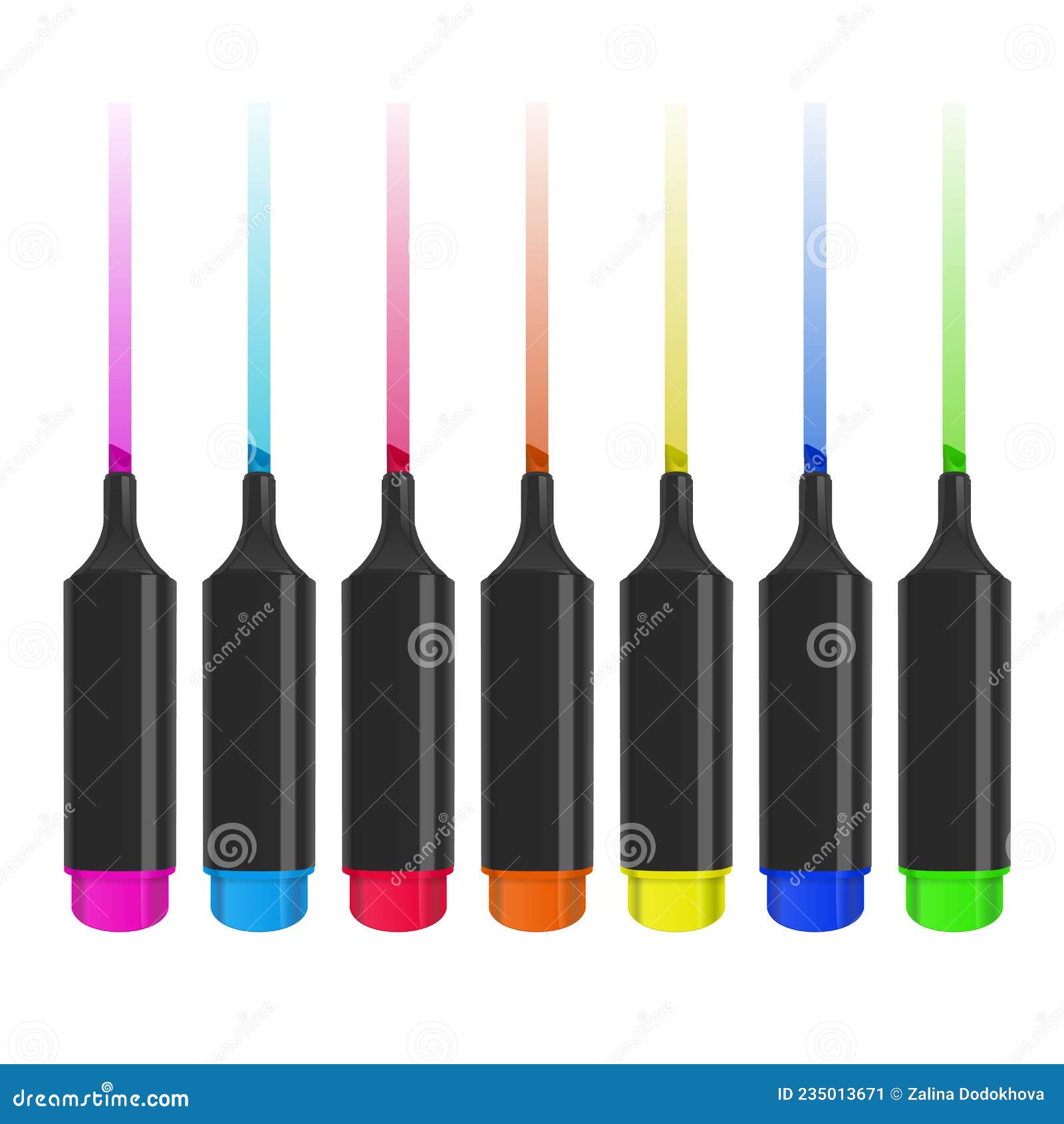 Realistic Multi-colored Markers on White Background, Vector Eps 10 ...