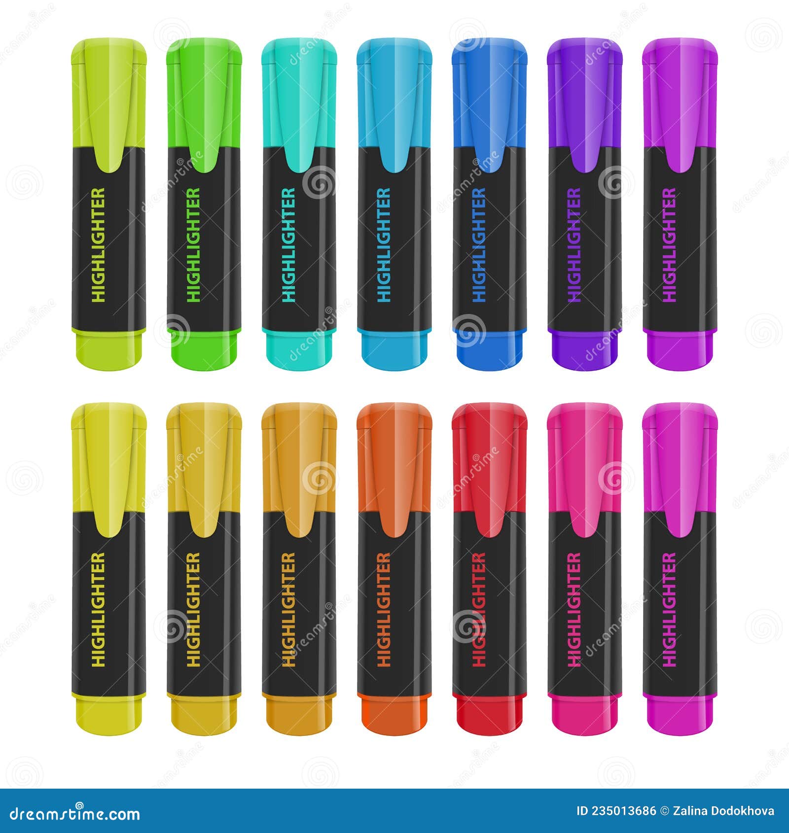 Realistic Multi-colored Markers on White Background, Vector Eps 10 ...