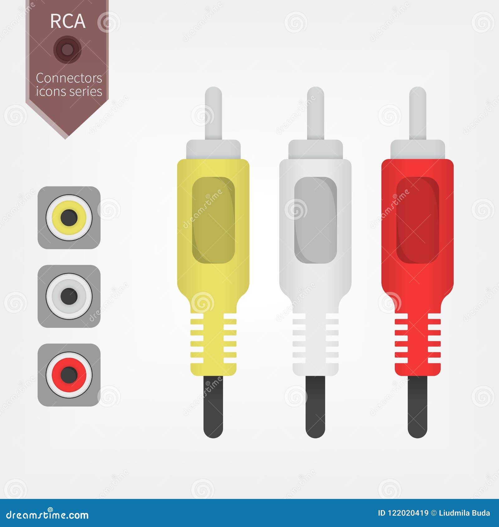 Realistic Multimedia RCA Connectors Vector Illustration. Stock Vector ...