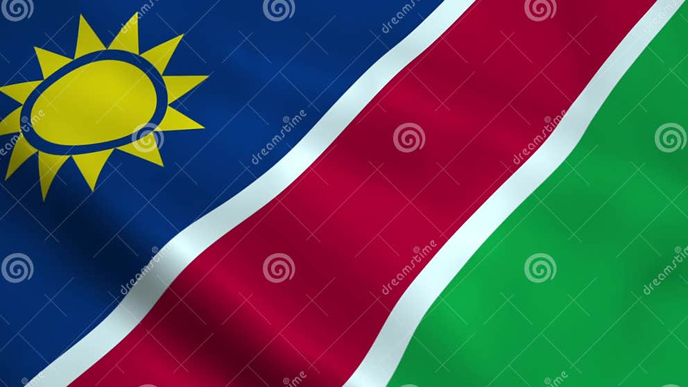 Realistic Namibia flag stock illustration. Illustration of horizontal ...