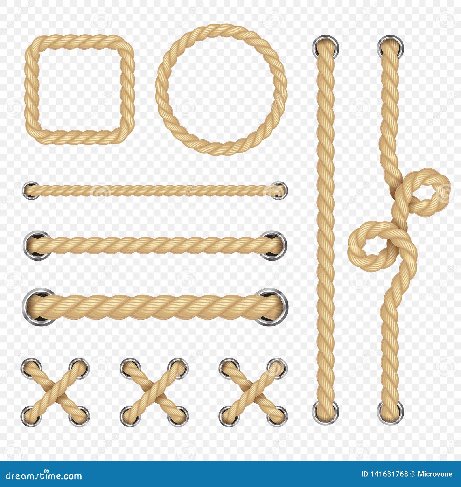 Realistic Nautical Ropes Isolated on Transparent Background Stock ...