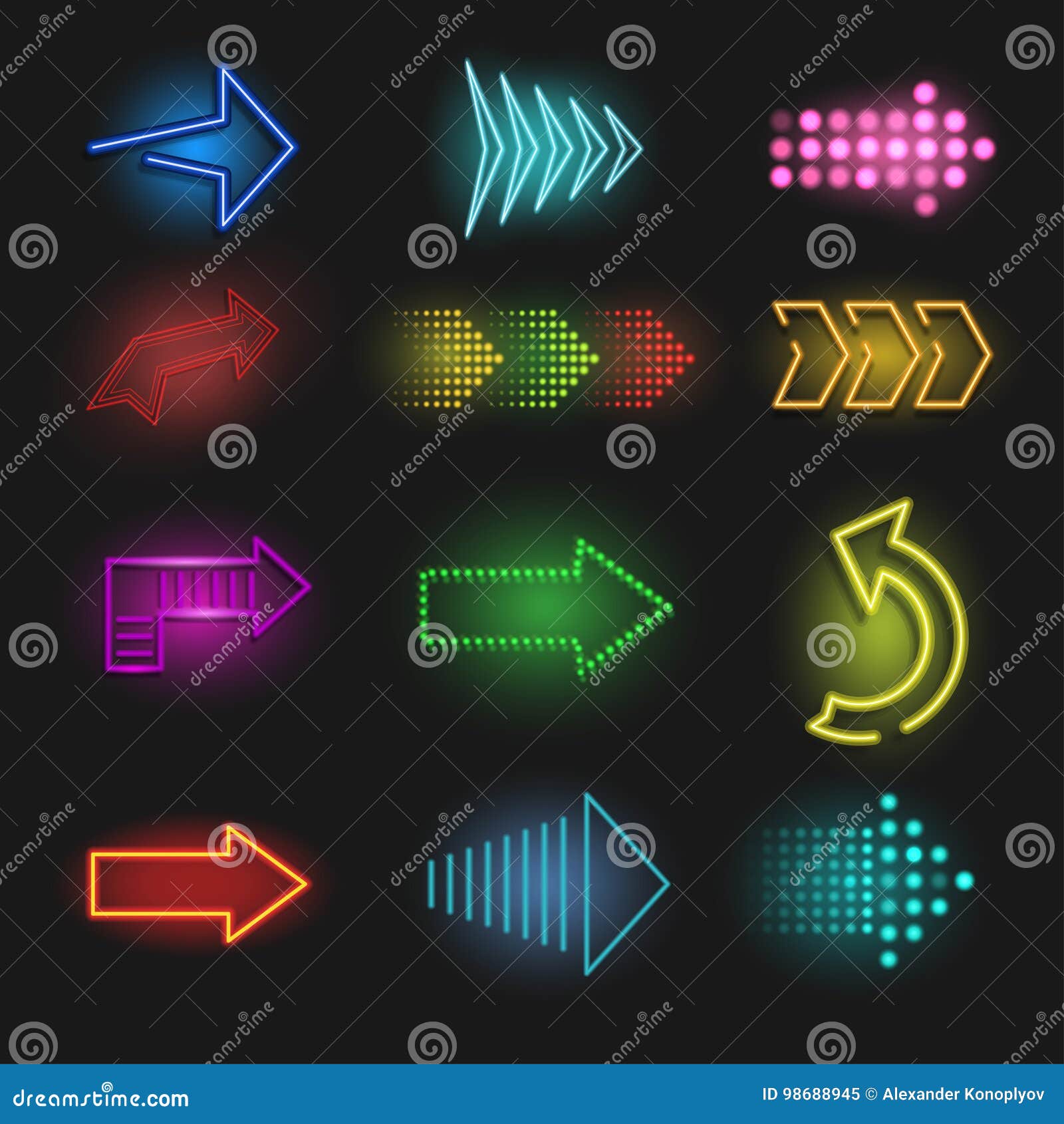 Realistic Neon Arrow on a Dark Background Stock Vector - Illustration ...