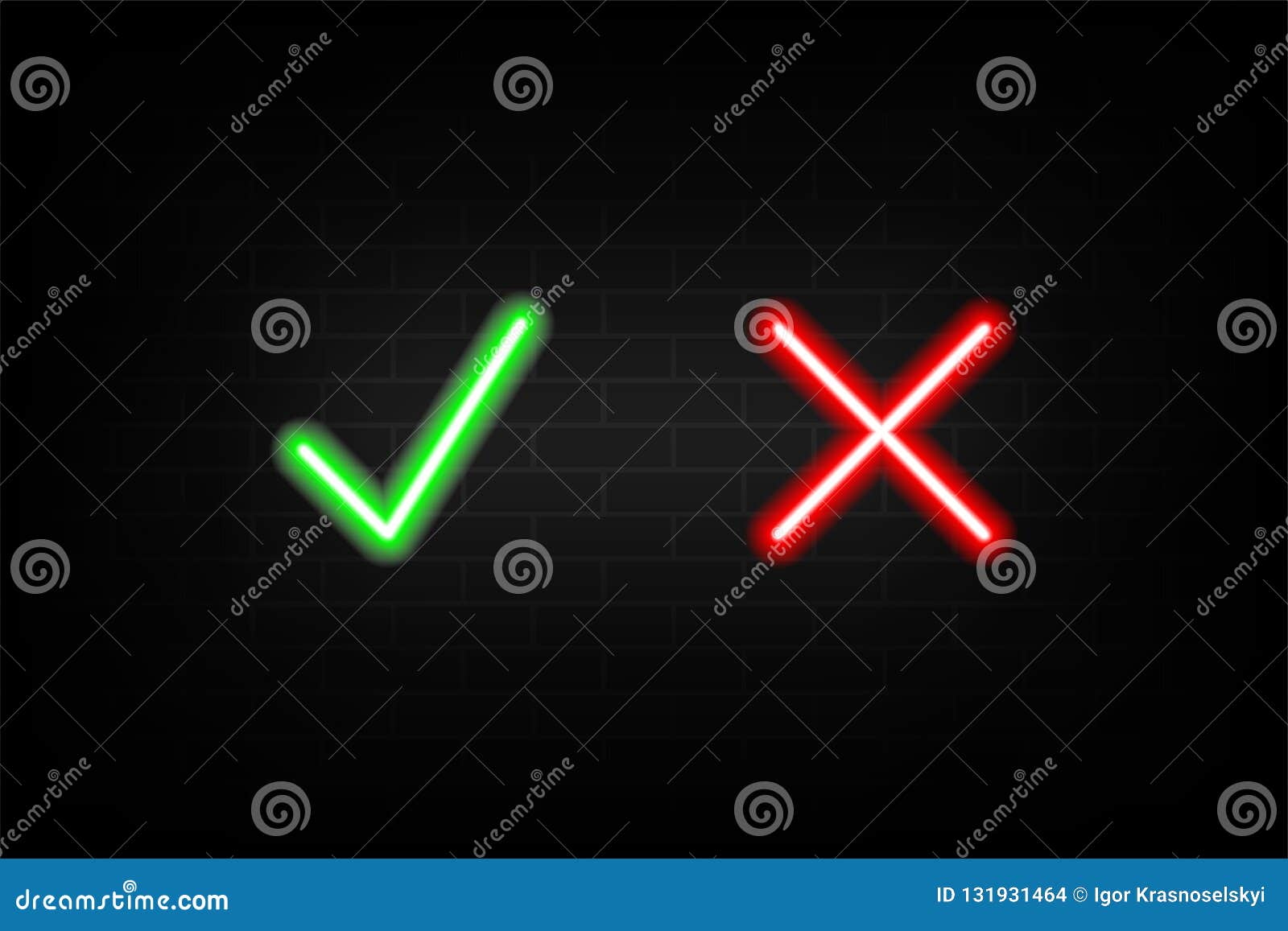Realistic Neon Check Mark Icons on Background Brick Wall Stock Vector ... Realistic Neon Check Mark Icons on Background Brick Wall Stock Vector ...