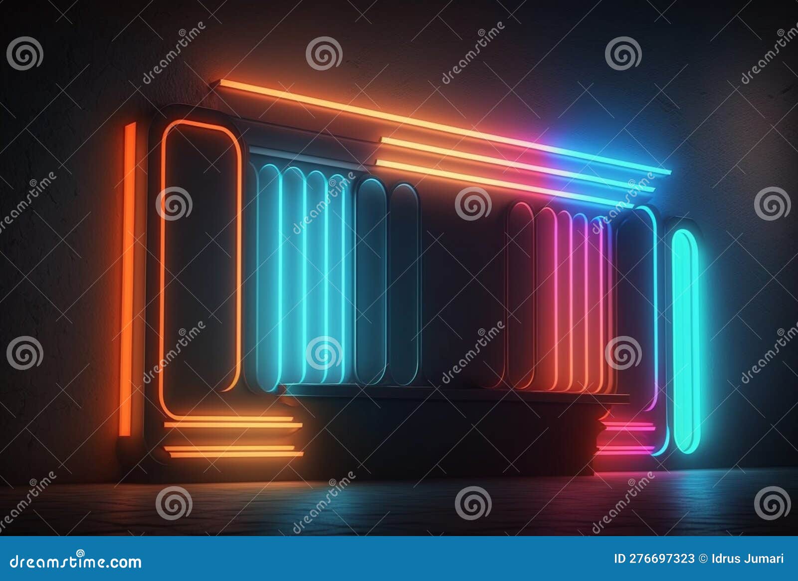 Realistic Neon Light Background. Generative Ai Stock Illustration ...