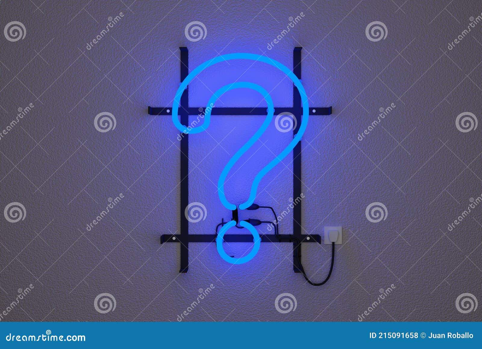 Realistic Neon Light in the Shape of a Question Mark. 3d Illustration ...
