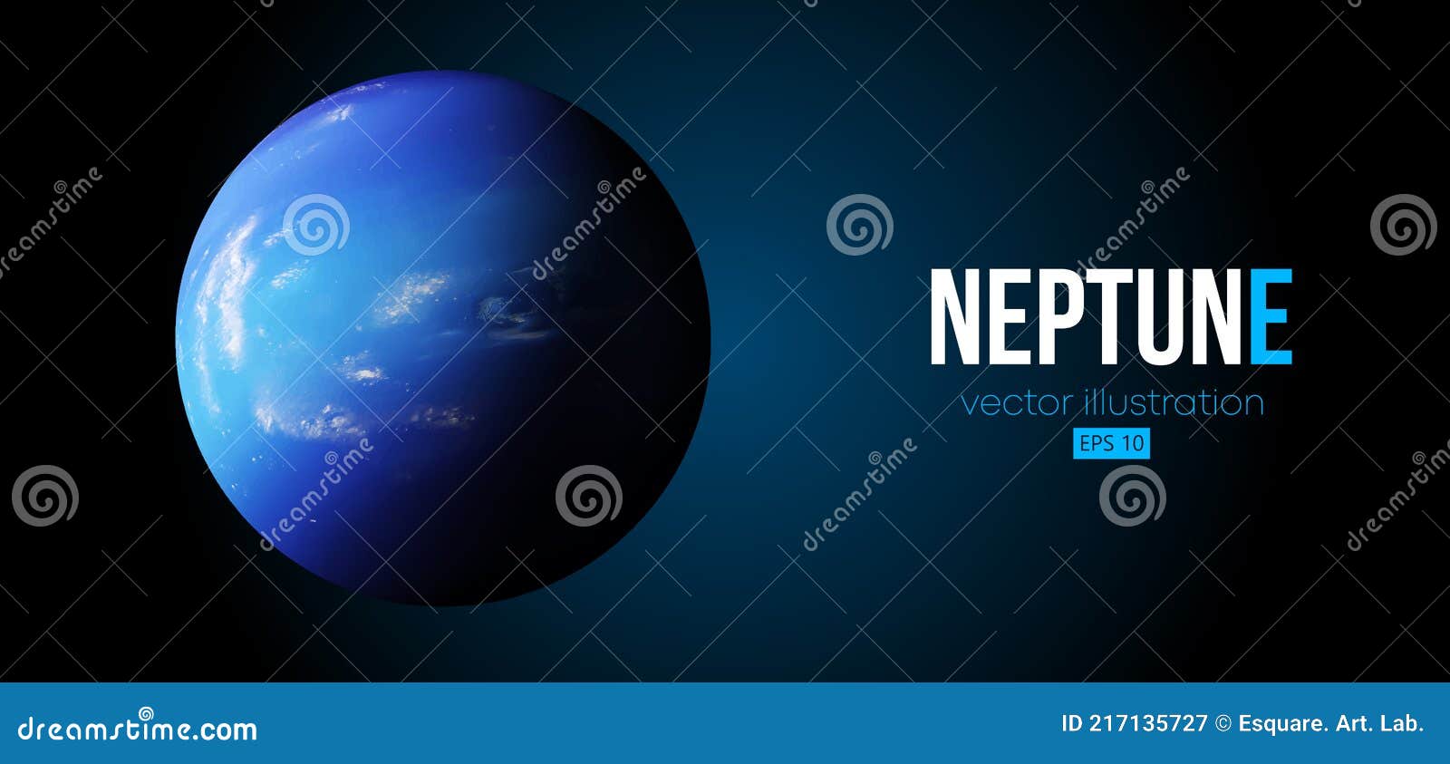 Neptun Vector Cartoon Illustration. Blue Neptun Planet Of Solar System ...