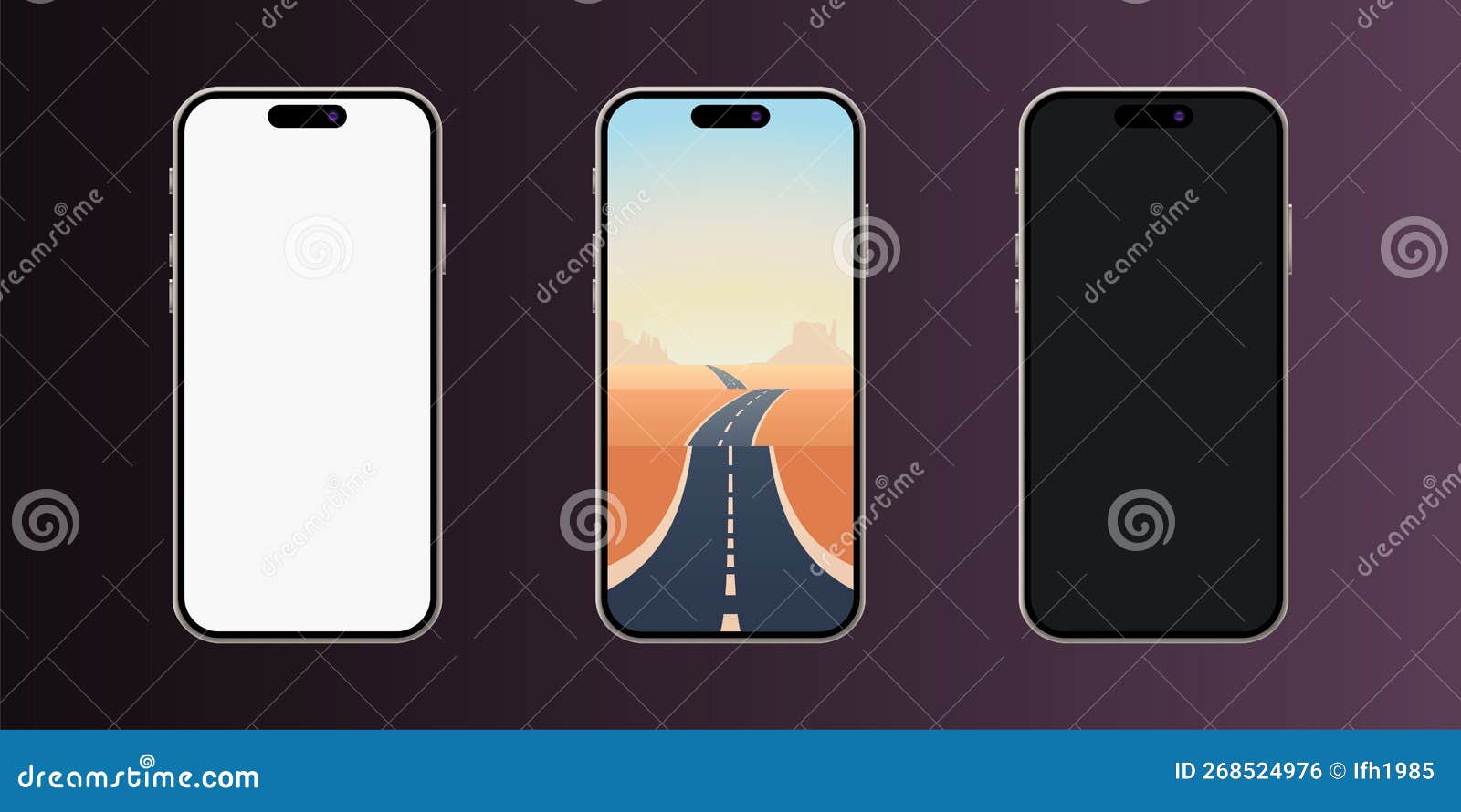 Realistic New Smartphones Set Template Front View Stock Vector ...