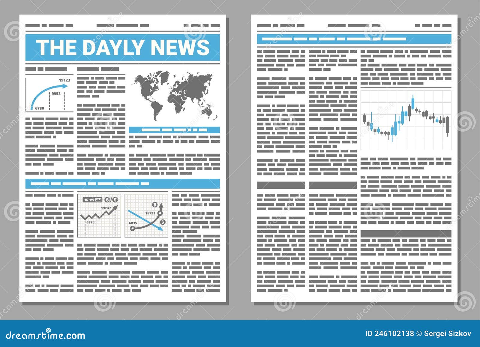 Realistic Newspaper Icon Set on White Background. Vector Stock Vector ...